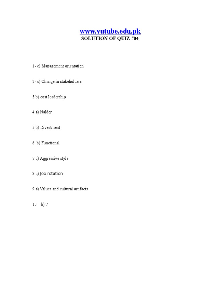 Quiz #04 Solutions and Answers | PDF | Art