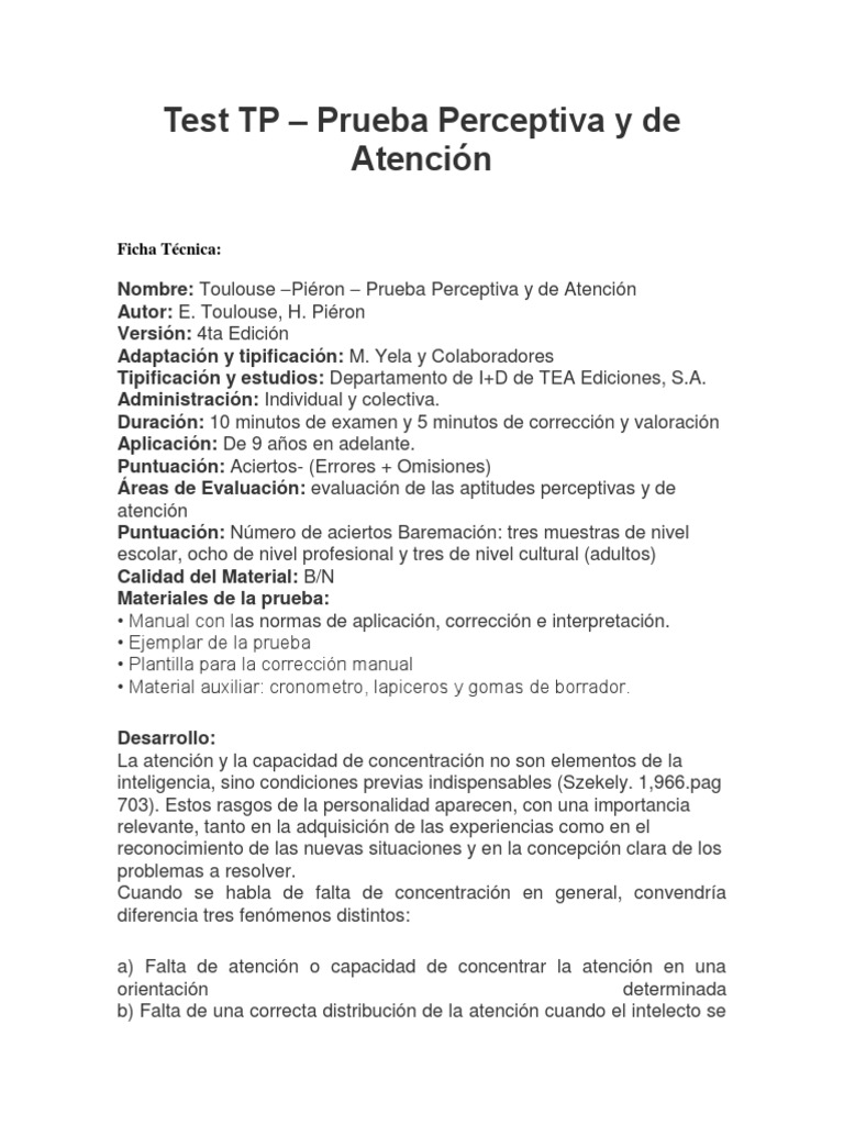 Test TP | PDF | Neurociencia | Ciencia cognitiva