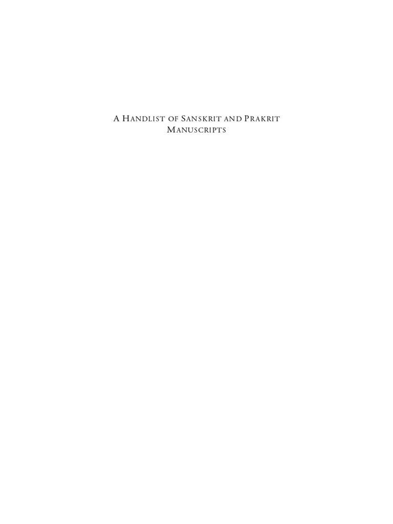 A Handlist of Sanskrit and Prakrit Manuscripts Volume 2 | PDF