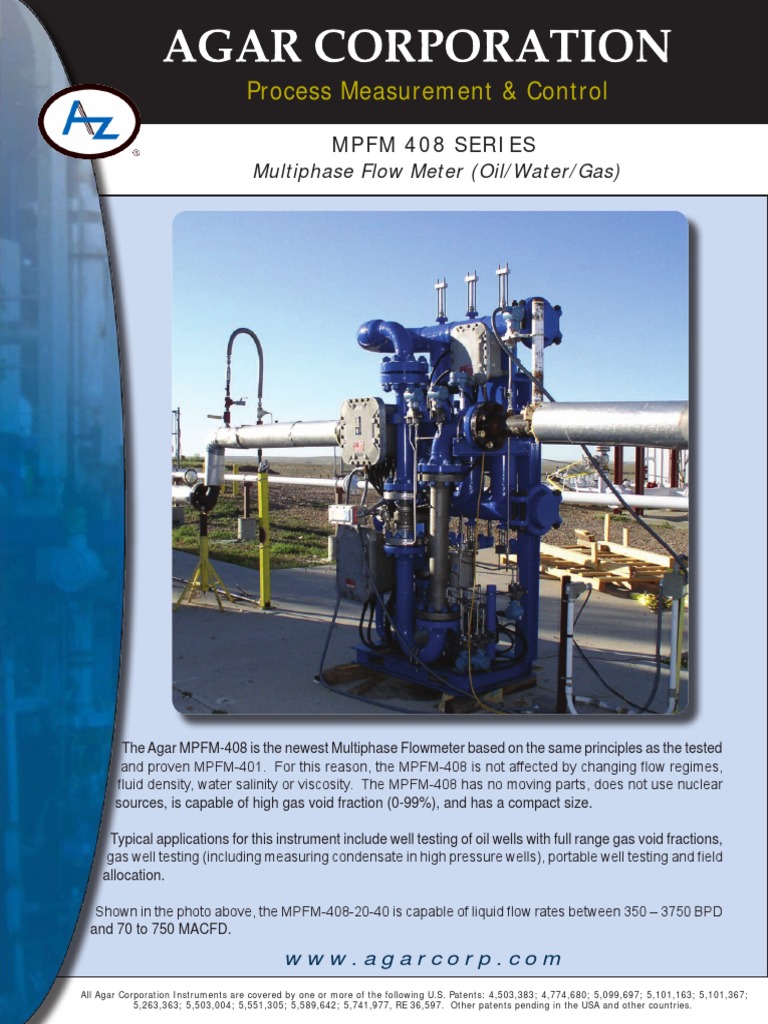 Agar408series MPFM Spec | PDF | Flow Measurement | Gases