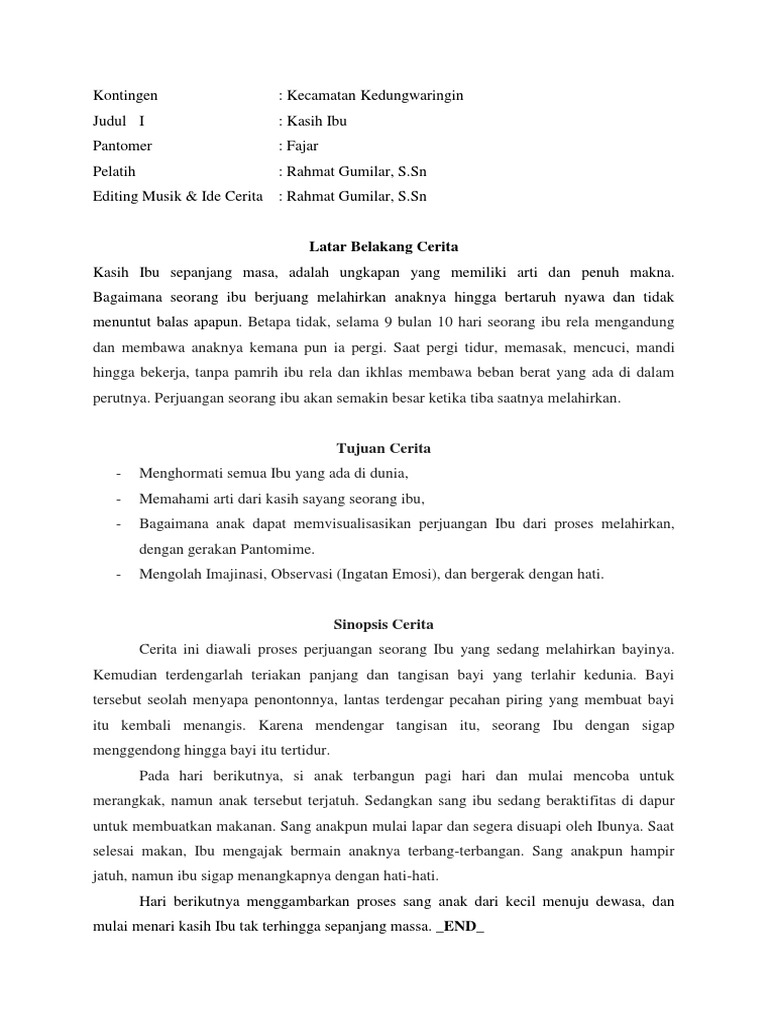 Contoh Sinopsis F2SN 2017 Pantomime | PDF | Pengembangan Diri | Kesehatan Holistik