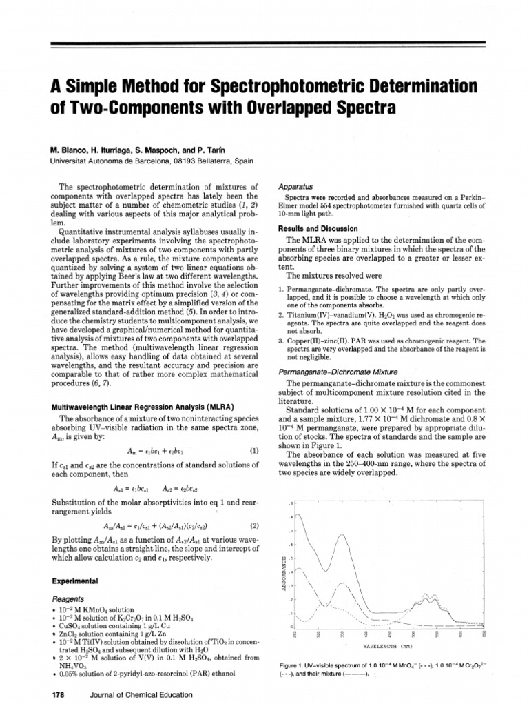 A Simple Method For Spectrophotometric Determination Pdf Spectrophotometry Absorbance