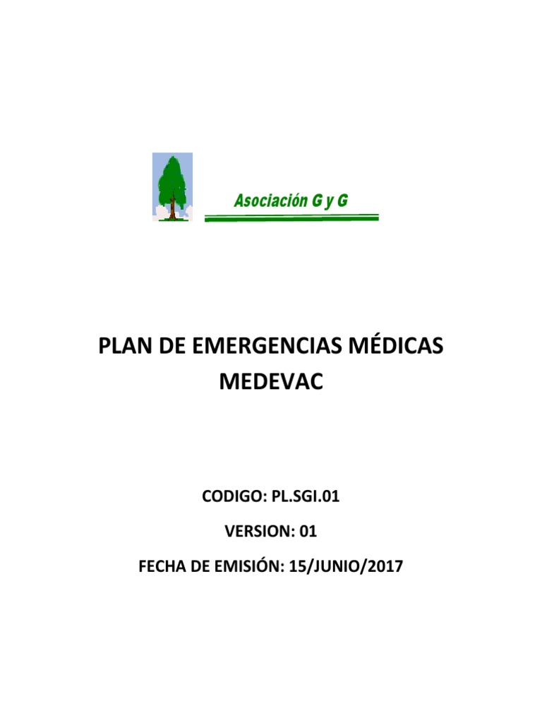 Plan de Emergencias Médicas Medevac | PDF | Primeros auxilios | Ambulancia