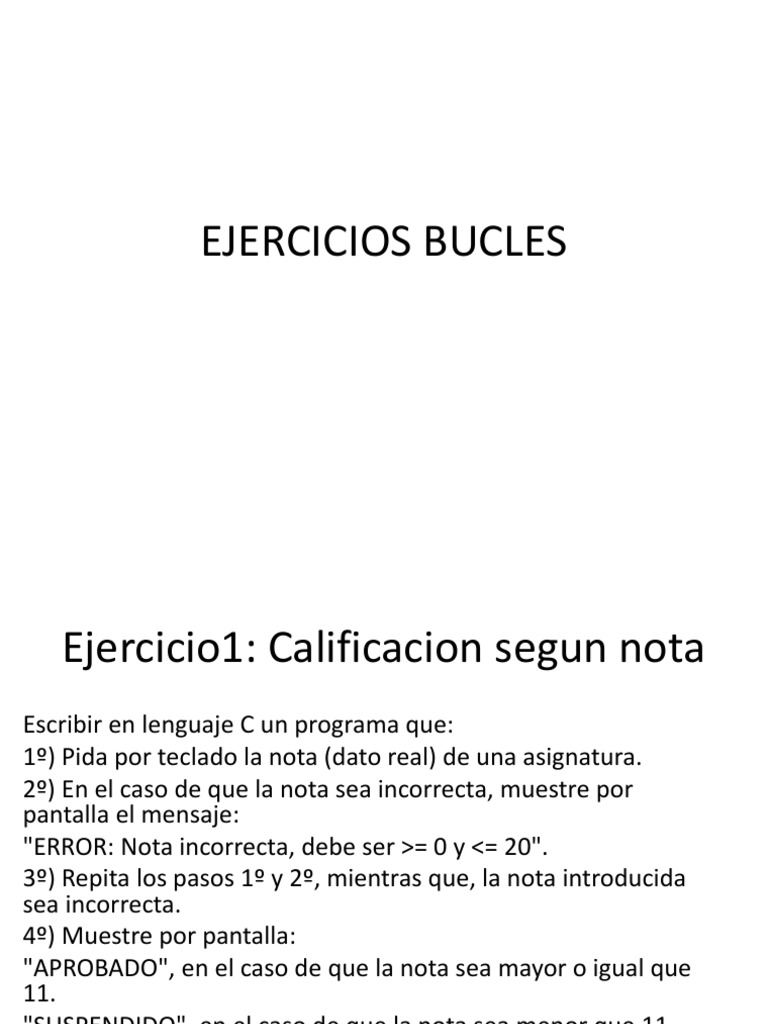 Ejercicios Bucles | PDF | Lenguaje de programación | C (lenguaje de programación)