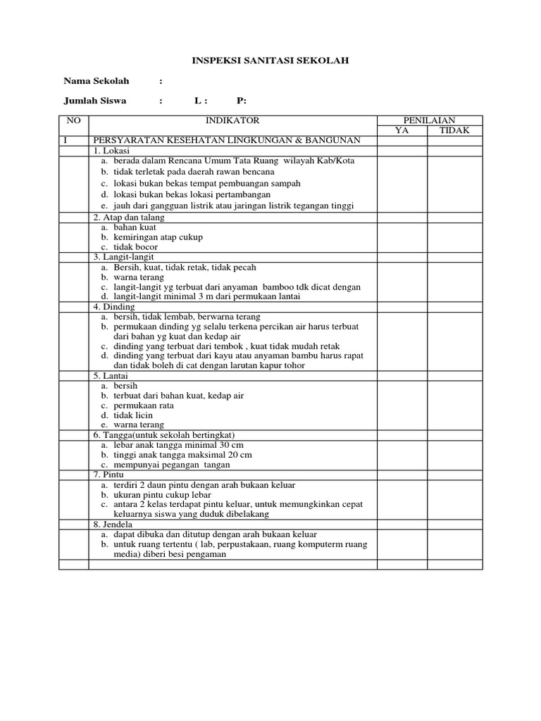 Inspeksi Sanitasi Sekolah | PDF