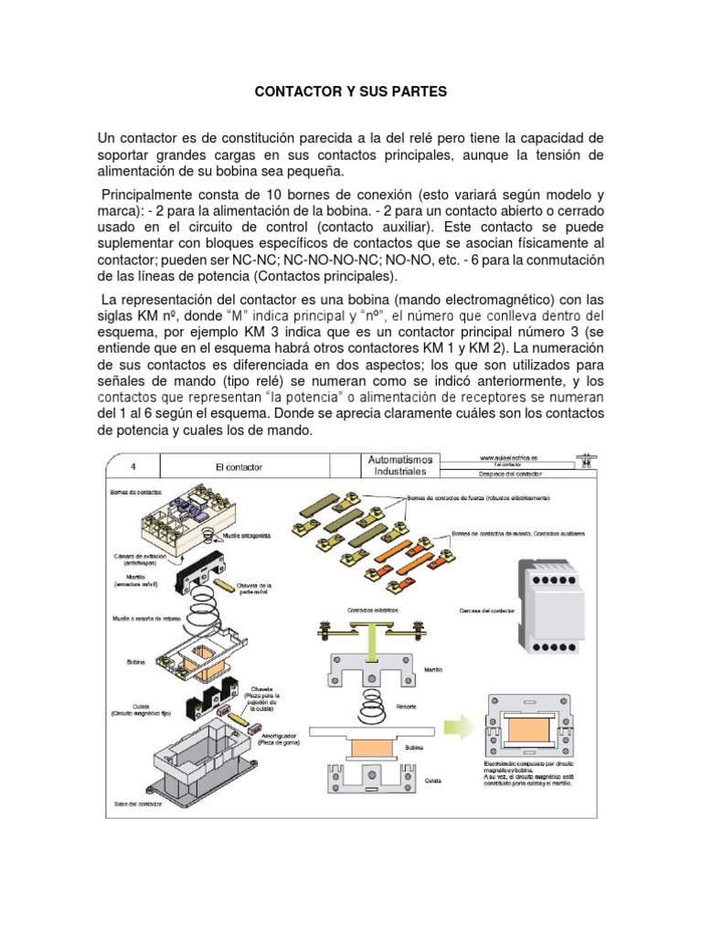 Partes y funcionamiento del contactor | PDF | Equipo | Ingeniería mecánica