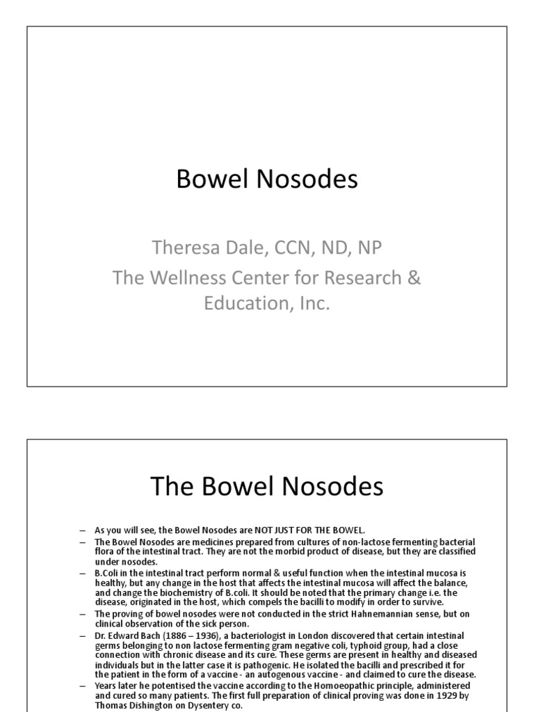 Bowel Nosodes Power Point | PDF | Homeopathy | Gastrointestinal Tract