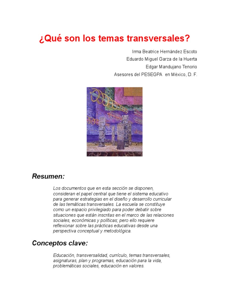 Qué Son Los Temas Transversales | PDF | Plan de estudios | Jardín de ...