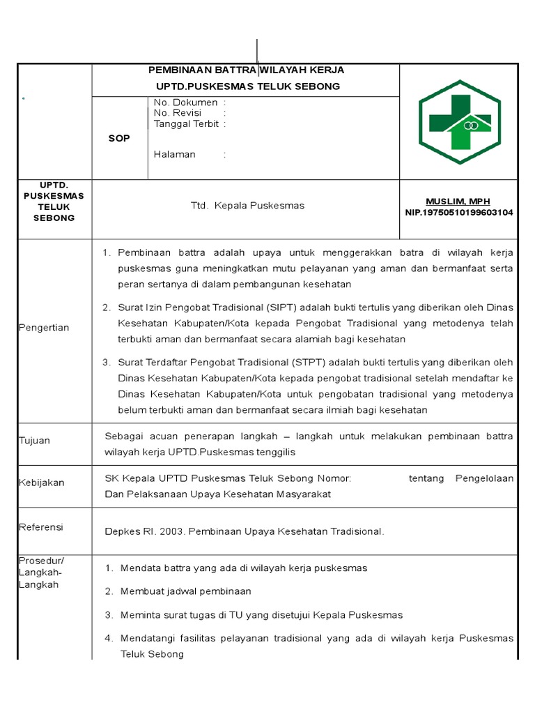 SOP Pembina Batra | PDF