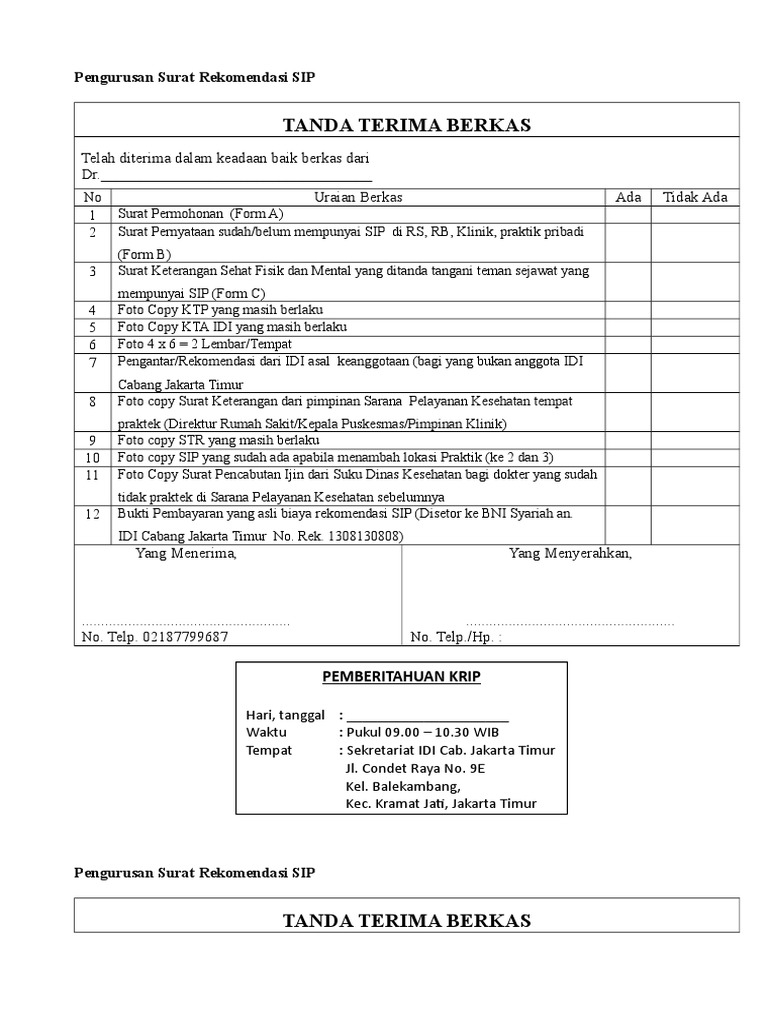 Rekomendasi SIP Revisi IDI Cabang Jakarta Timur | PDF Rekomendasi SIP Revisi IDI Cabang Jakarta Timur | PDF