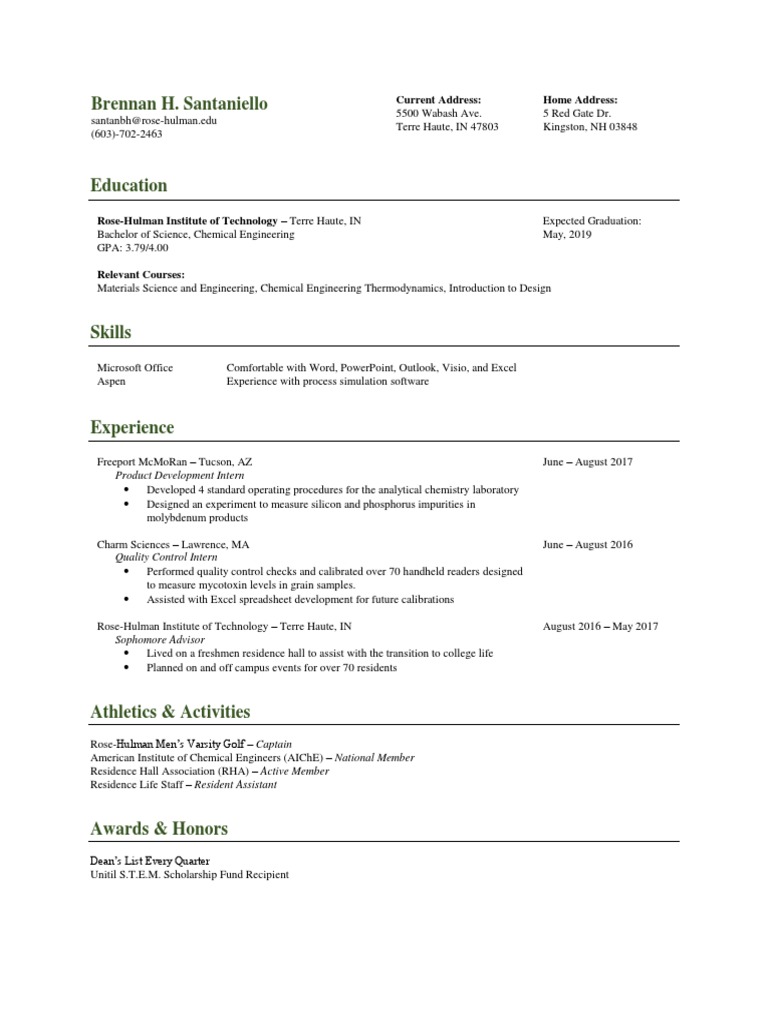 Santaniello Generic Resume | PDF