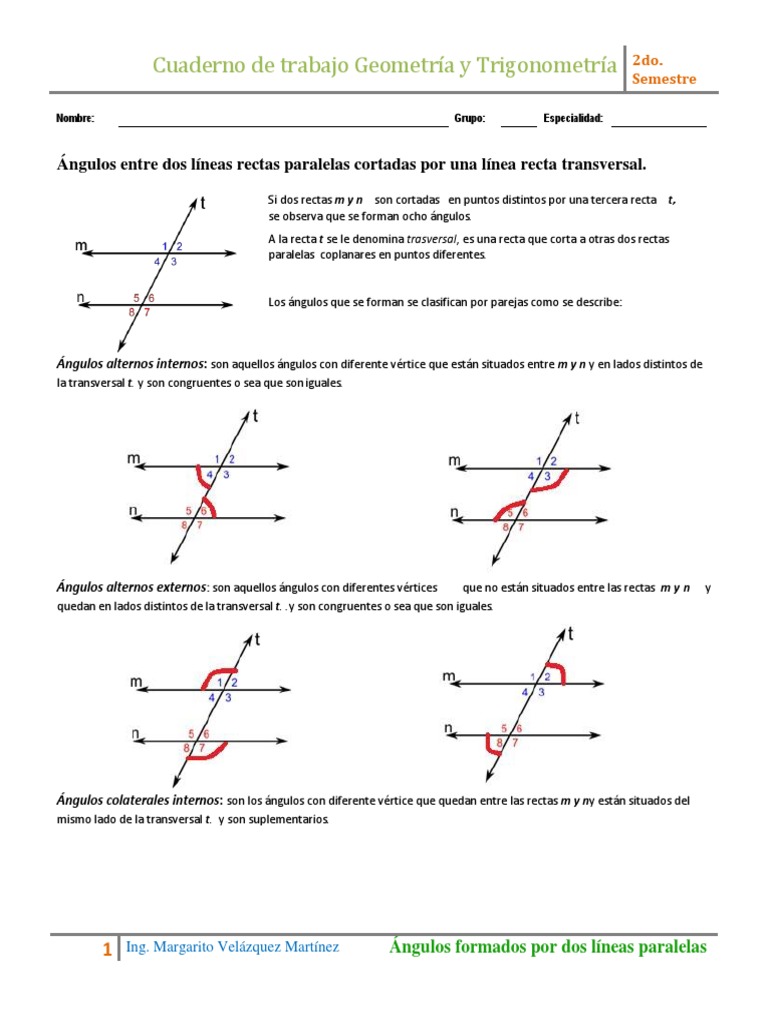 Relacion de Angulos Alternos Internos | Geometría | Espacio