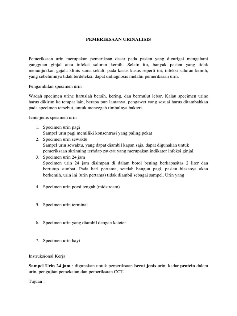 Pemeriksaan Urinalisis: Panduan Lengkap | PDF | Pengembangan Diri