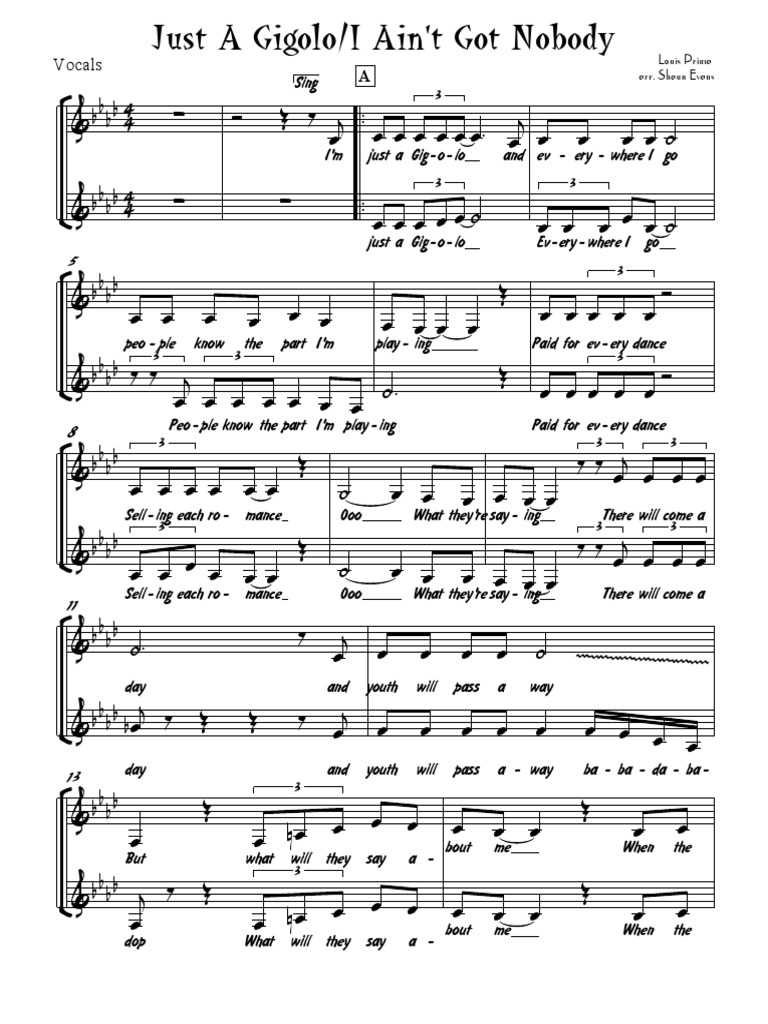 Just A Gigolo - 3 Horns + Rhythm | PDF | Musical Compositions | Popular ...