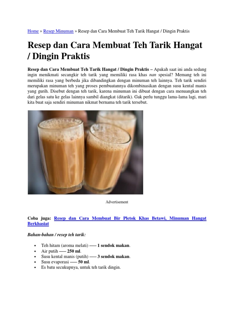 Resep Membuat Teh Tarik | PDF
