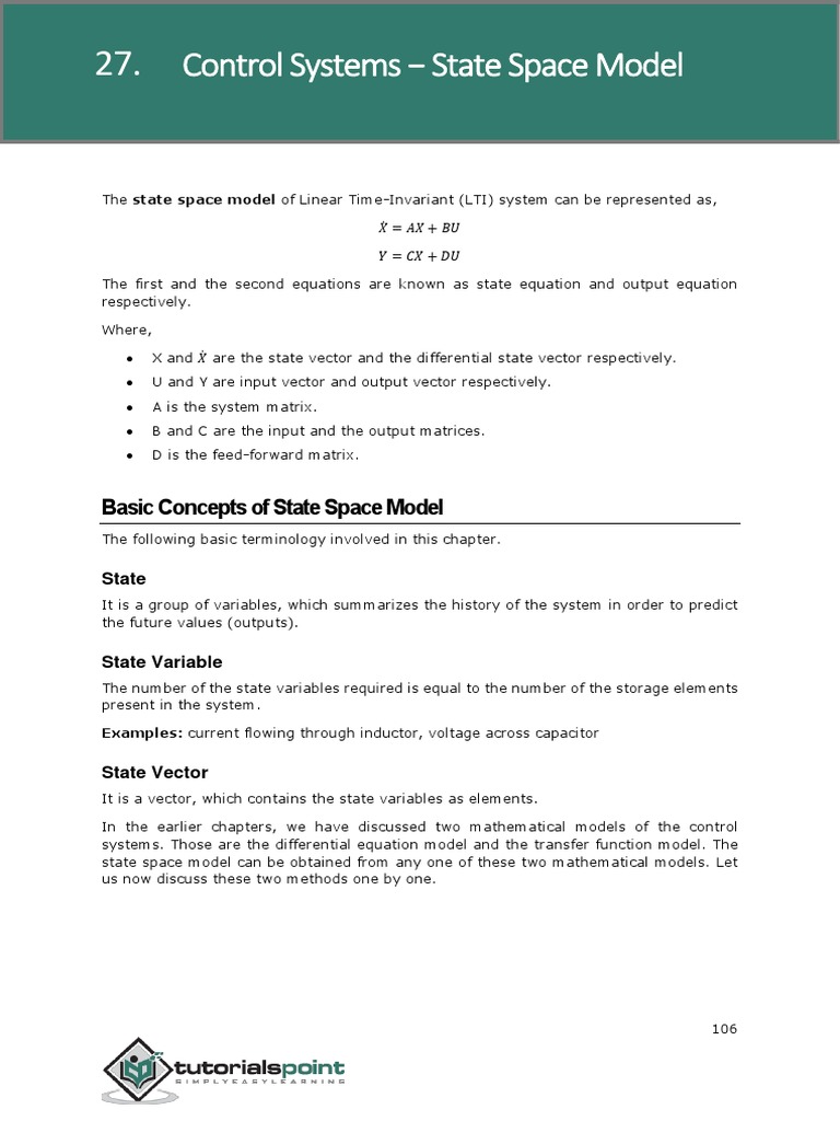 State Space Model | PDF | Matrix (Mathematics) | Applied Mathematics