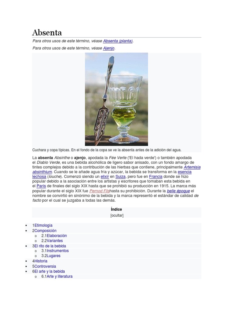 La historia y cultura de la absenta, una bebida alcohólica anisada de ...
