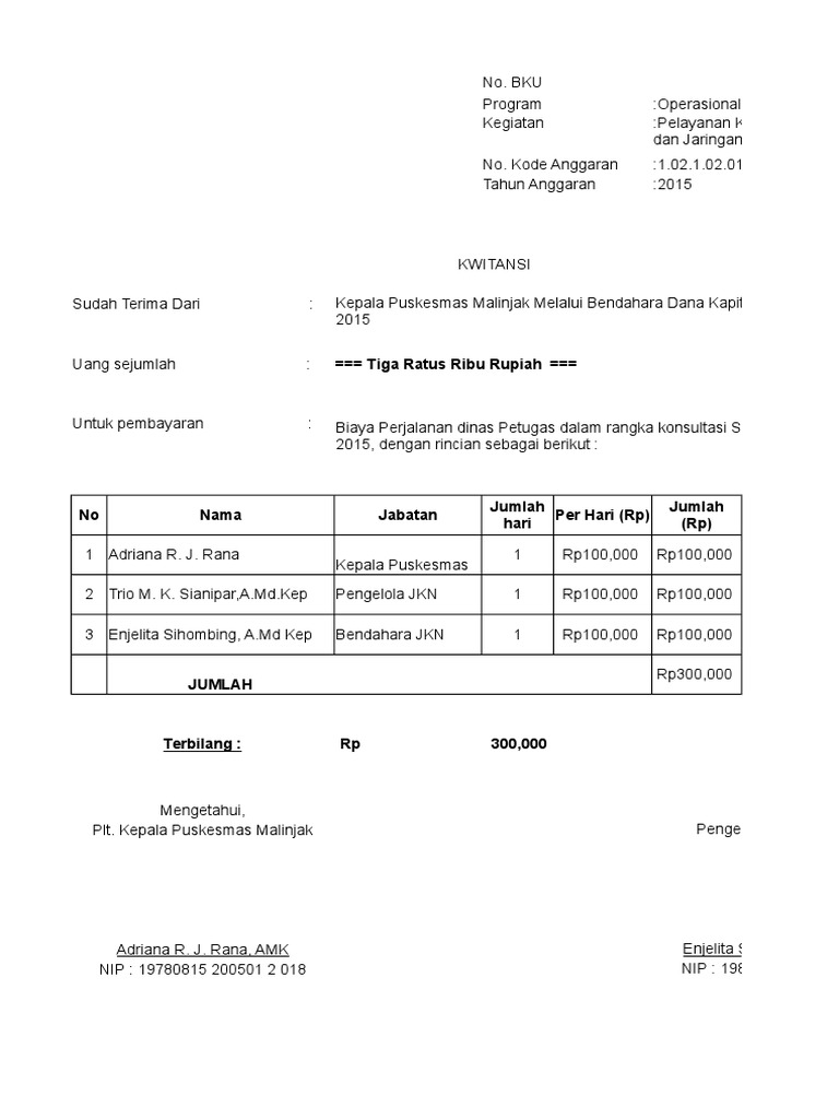 kwitansi perjalanan dinas