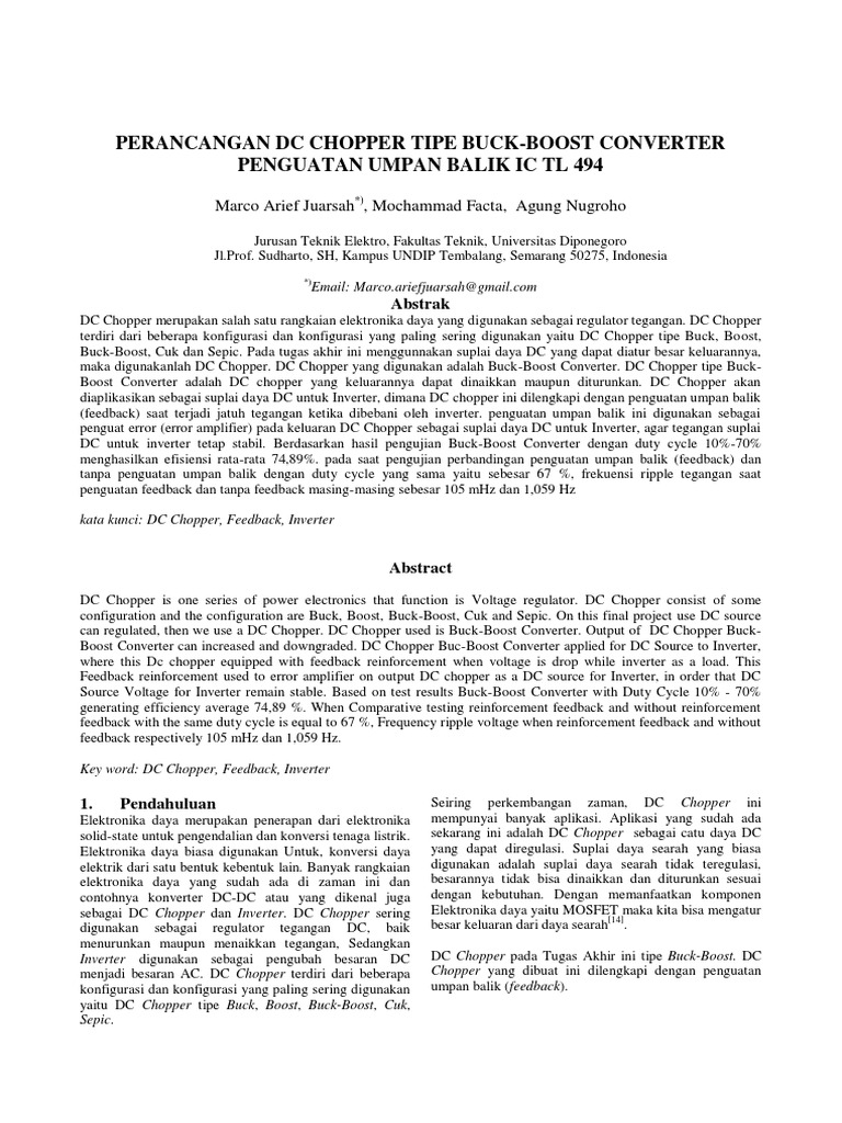 Perancangan DC Chopper Tipe Buck-Boost Converter PDF | PDF | Teknologi ...