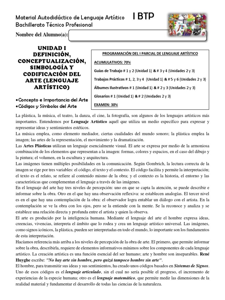Portada de Lenguaje Artístico I BTP | PDF | Imagen | Composición (artes ...