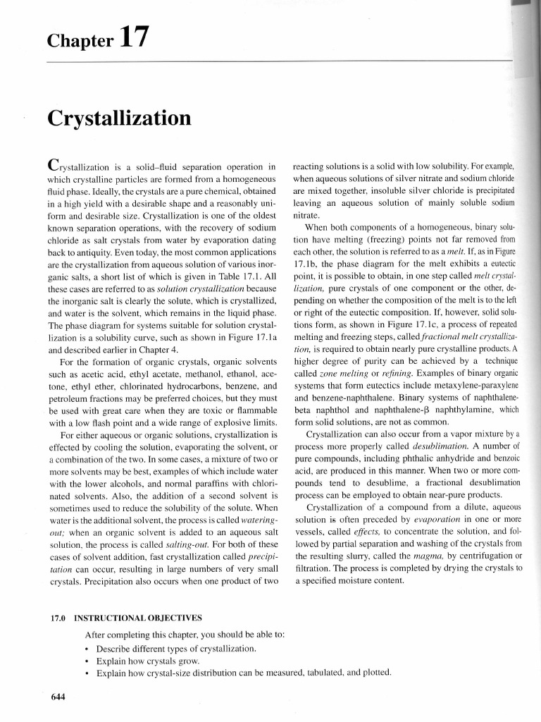 Crystallization: Chapt ", 17 | PDF | Crystallization | Solubility