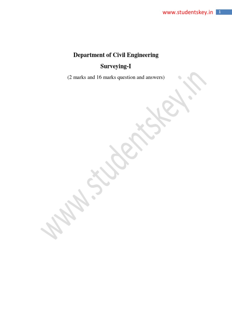 Survey Notes Civil Engineering Sem1 | PDF | Surveying | Compass