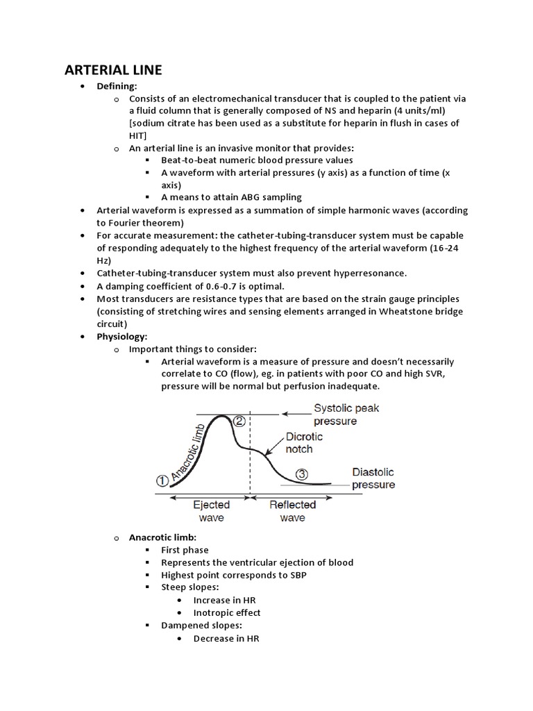 Arterial Line: Defining | Download Free PDF | Blood Pressure ...