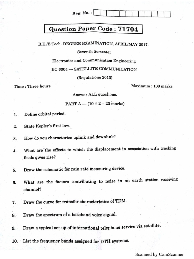 EC6004 Satellite Communication Previous Year Question Paper APR-MAY ...