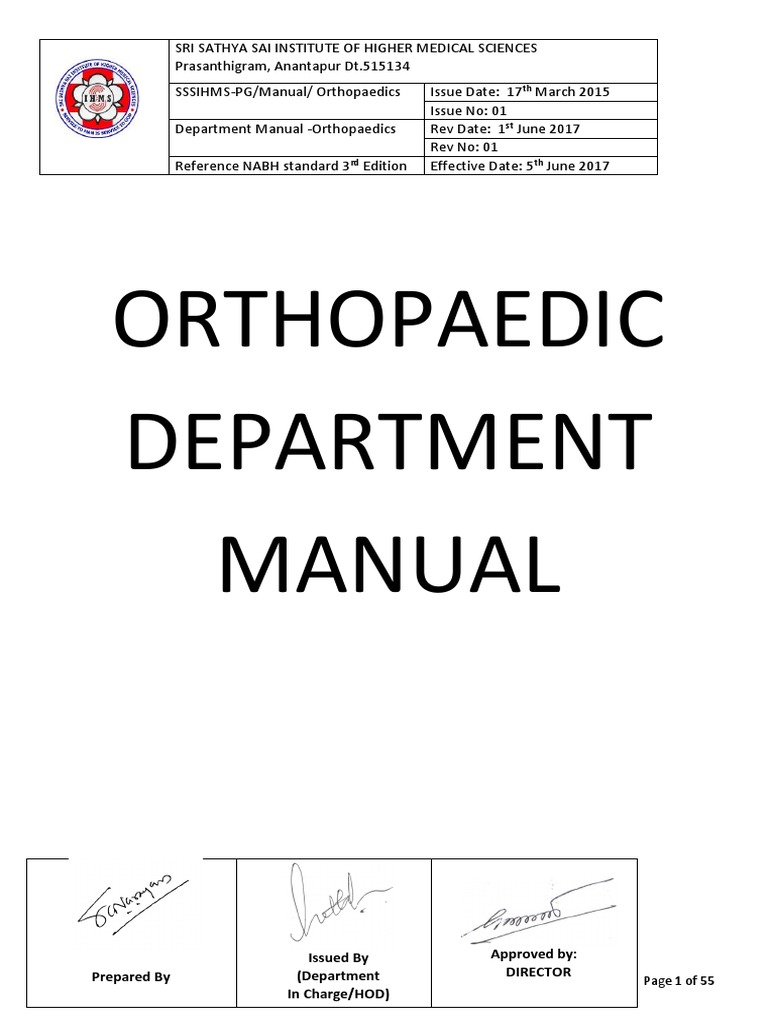Orthopaedic Department Manual | PDF | Orthopedic Surgery | Surgery