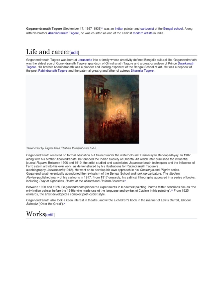 Life and Career: Gaganendranath Tagore (September 17, 1867 | PDF