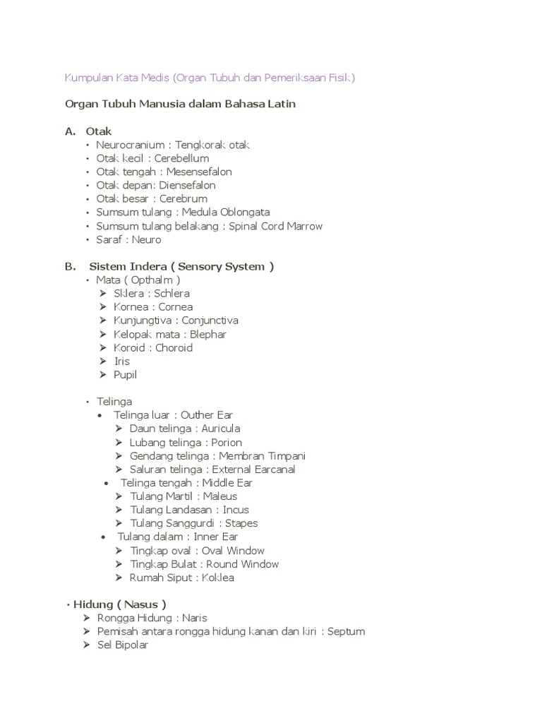 Kumpulan Kata Medis | PDF