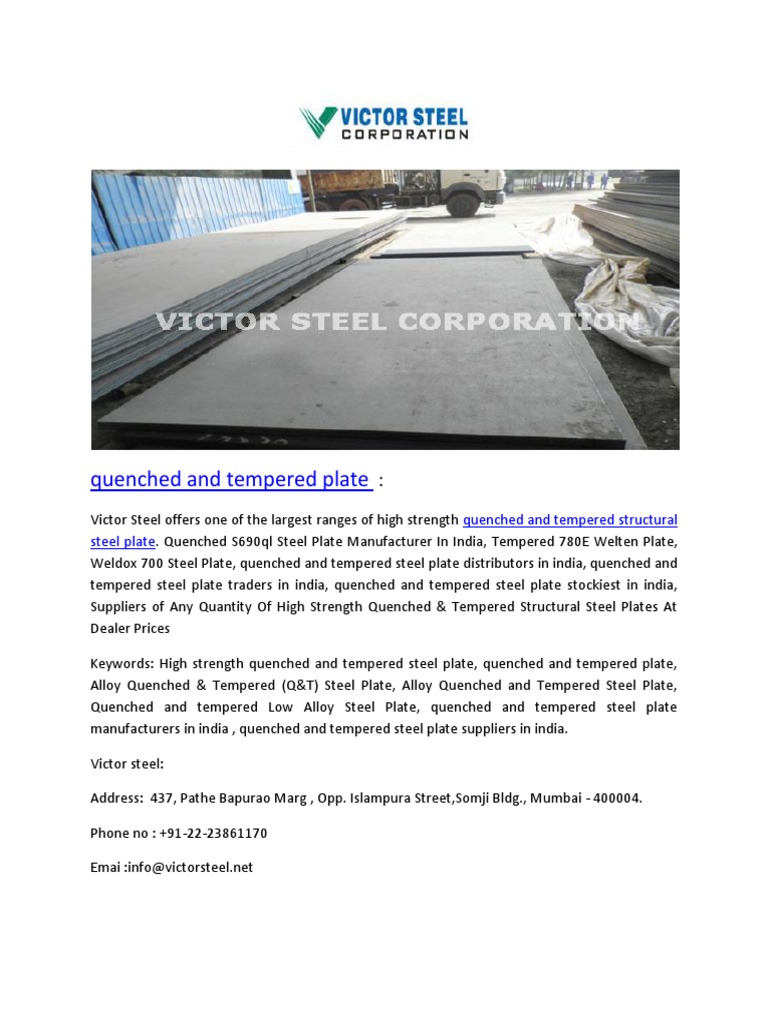 Quenched and Tempered Plate | PDF