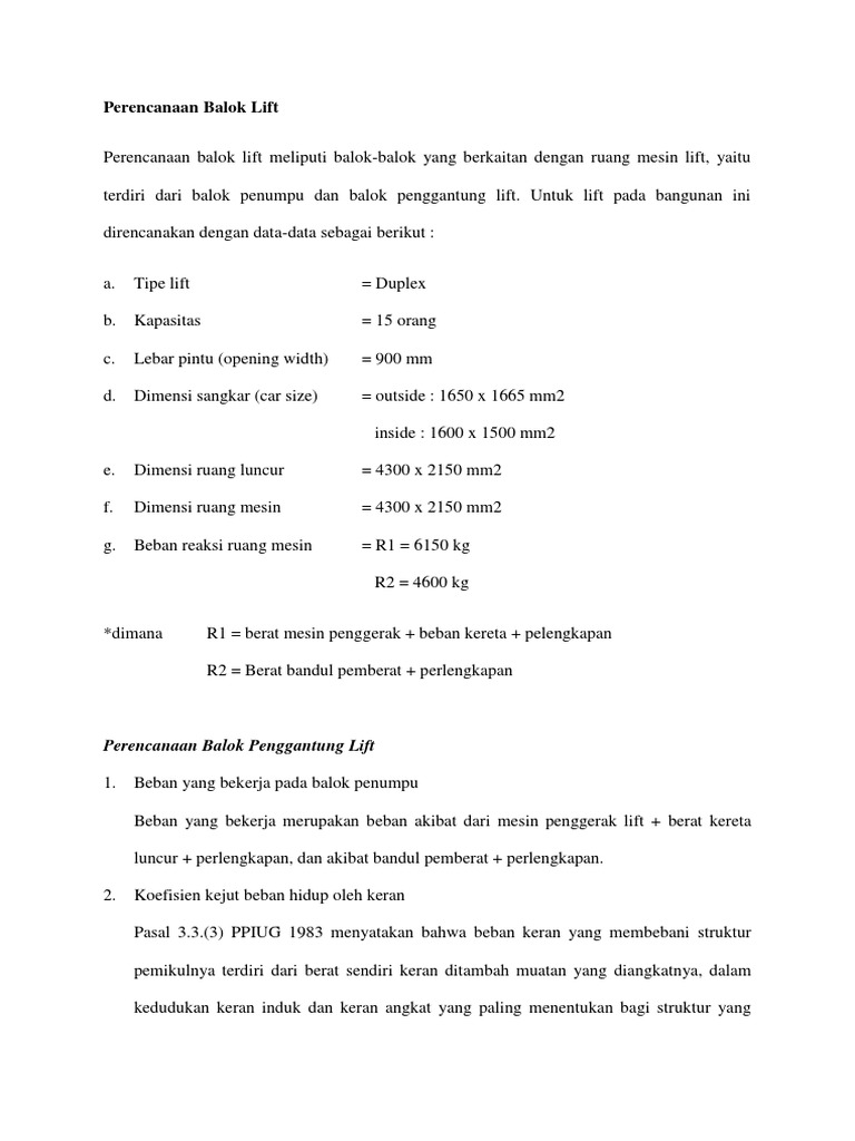 Perencanaan Balok Lift | PDF