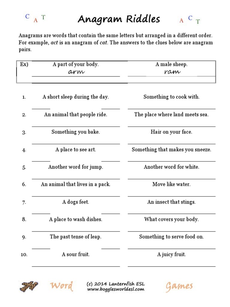 Anagram Riddles 1 | PDF
