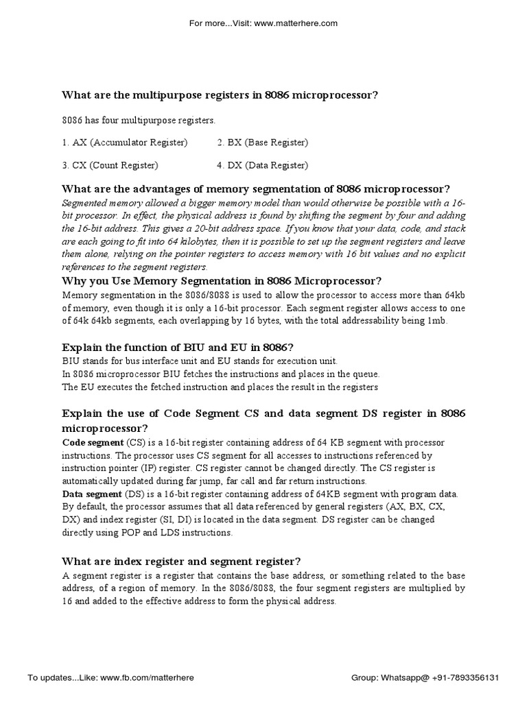 Microprocessor Question | PDF | Central Processing Unit | Computer ...