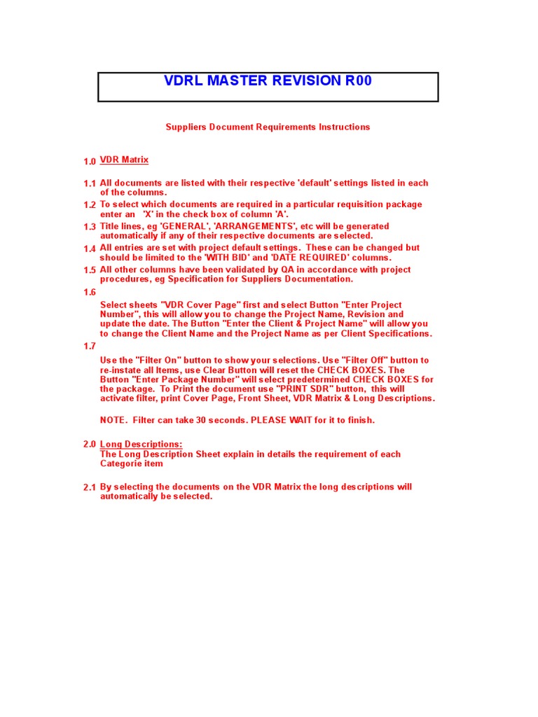 Vendor Document Requirements Guide | PDF | Specification (Technical ...