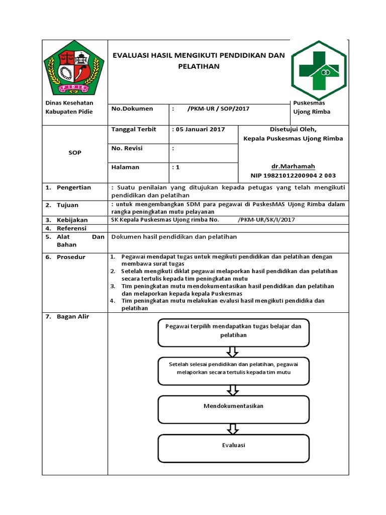 Sop Evaluasi Hasil Mengikuti Pendidikan Dan Pelatihan | PDF