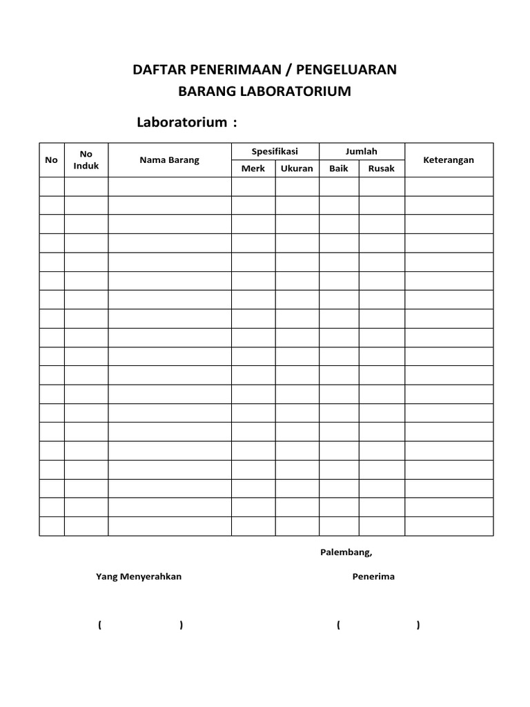 Daftar Penerimaan Pengeluaran Barang | PDF