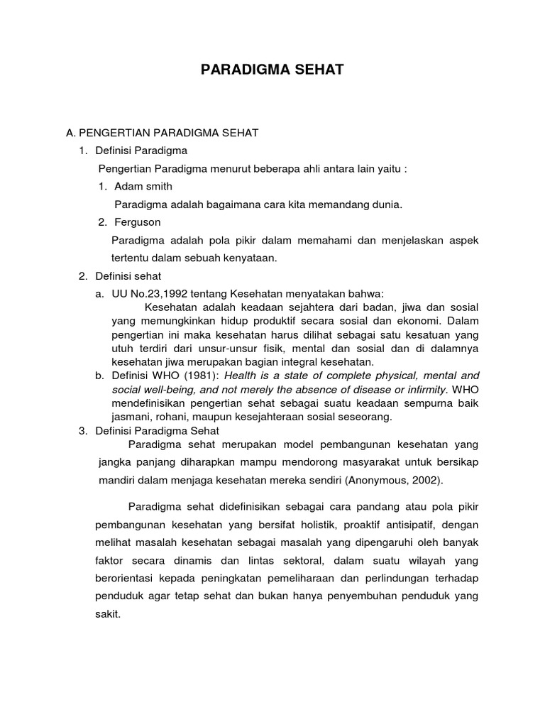 Paradigma Sehat dalam Pembangunan Kesehatan | PDF
