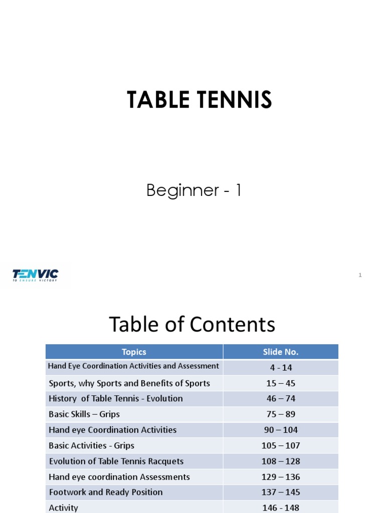 Table Tennis: Beginner - 1 | PDF | Racquet Sports | Sports Equipment