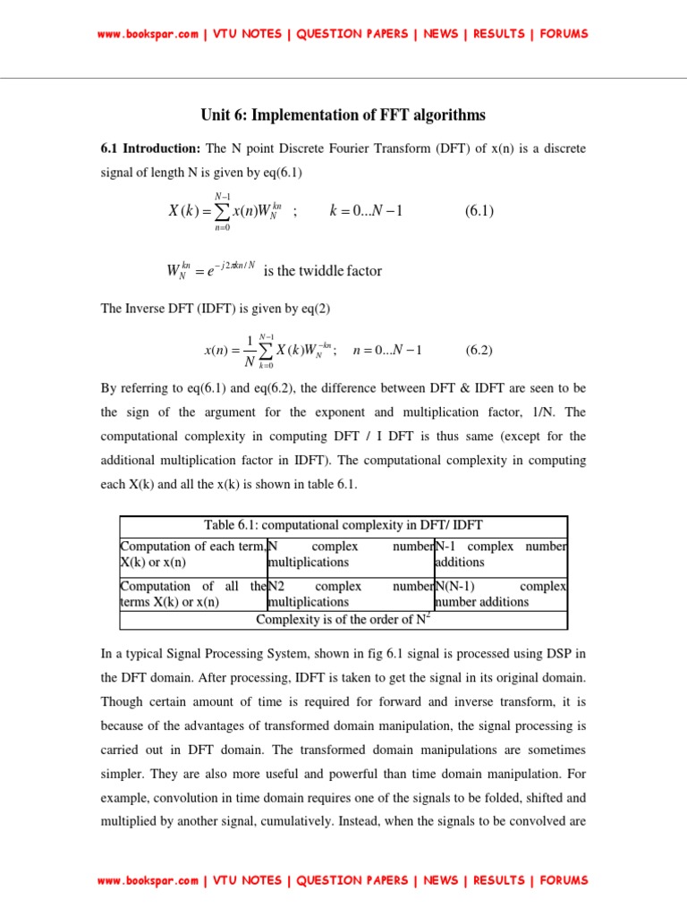 Unit 6 Implementation of FFT Algorithms | PDF | Discrete Fourier Transform | Fast Fourier Transform