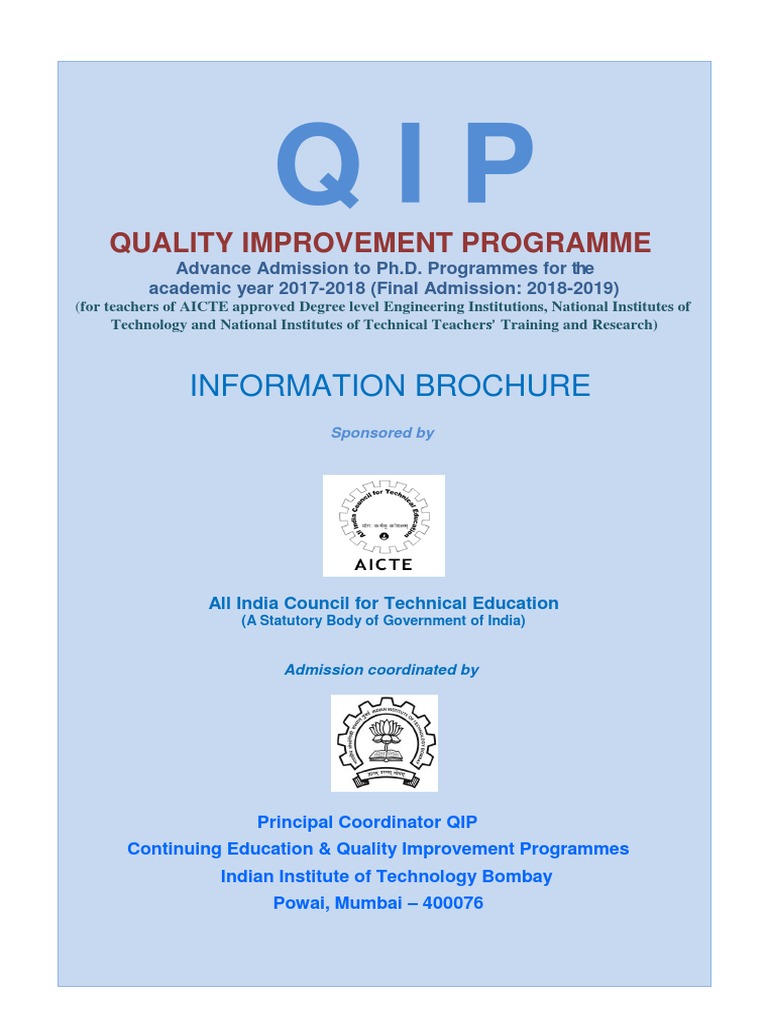 QIP PhDbrochure2017 | PDF | University And College Admission | Engineering