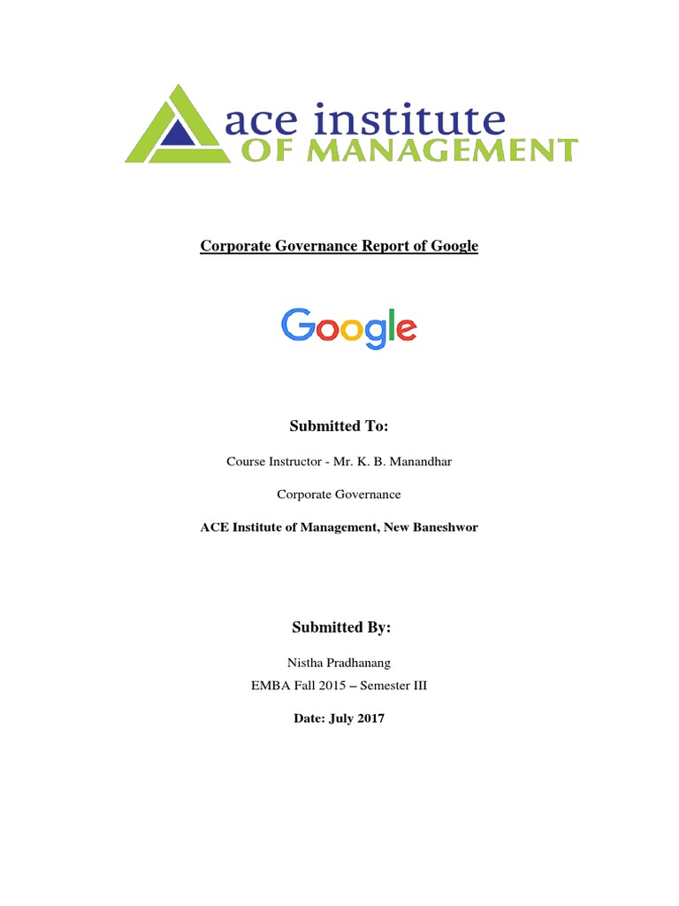 Google's Corporate Governance | PDF | Board Of Directors | Corporate ...