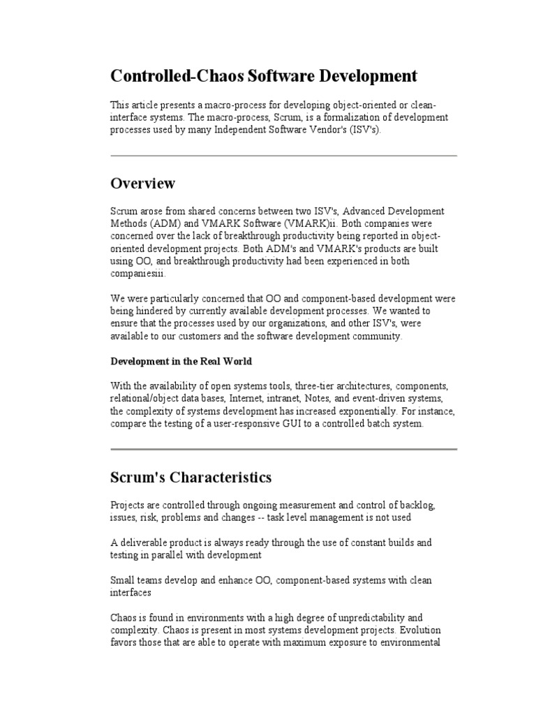 Controlled-Chaos Software Development: Development in The Real World ...