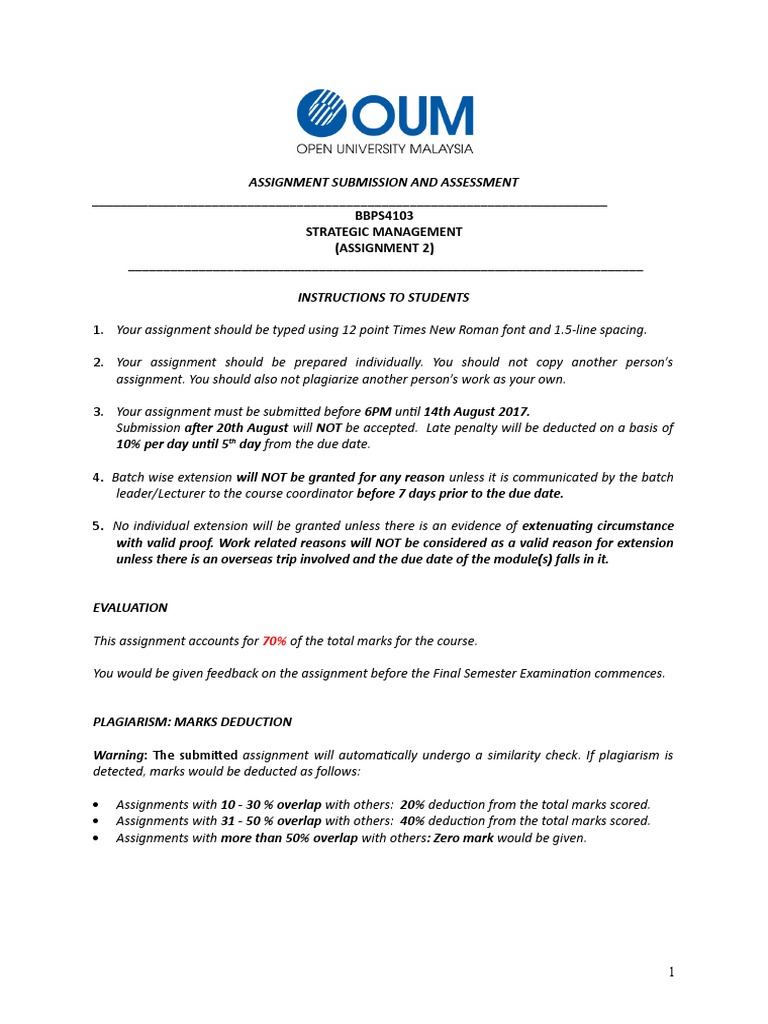 BBPS4103 Strategic Management Assignment II | PDF | Strategic Management | Strategic Planning