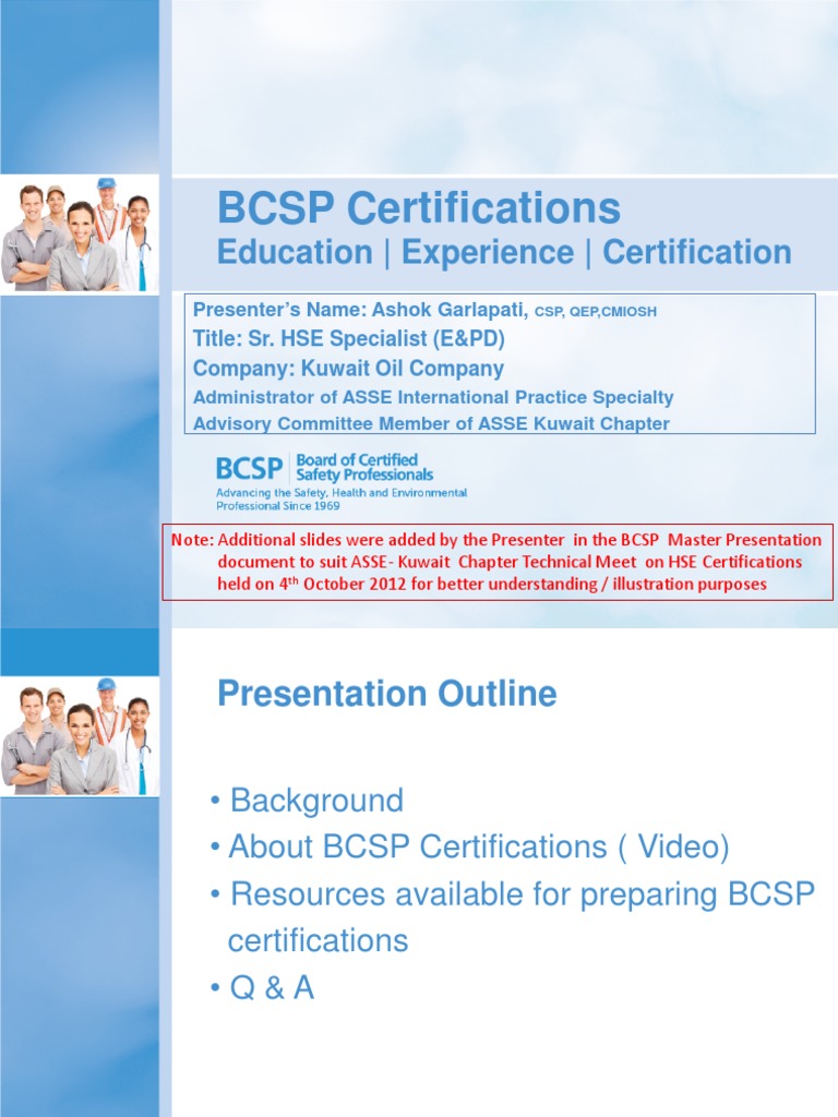 BCSP Asse Kuwait | PDF | Professional Certification | Labour