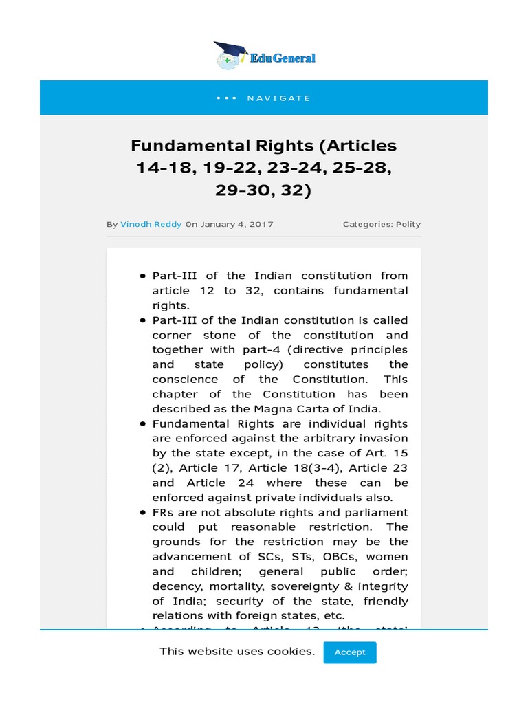 Fundamental Rights (Articles 14-18_ 19-22_ 23-24_ 25-28_ 29-30_ 32 ...