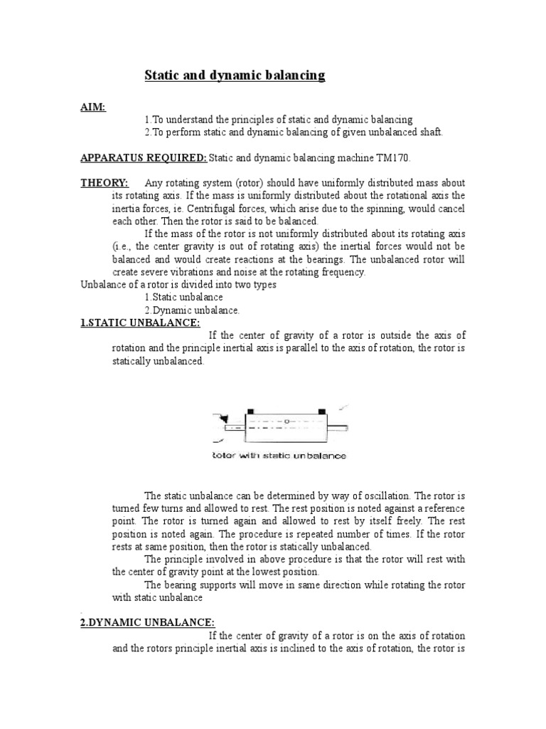3.static and Dynamic Balancing | PDF | Rotation Around A Fixed Axis | Rotation