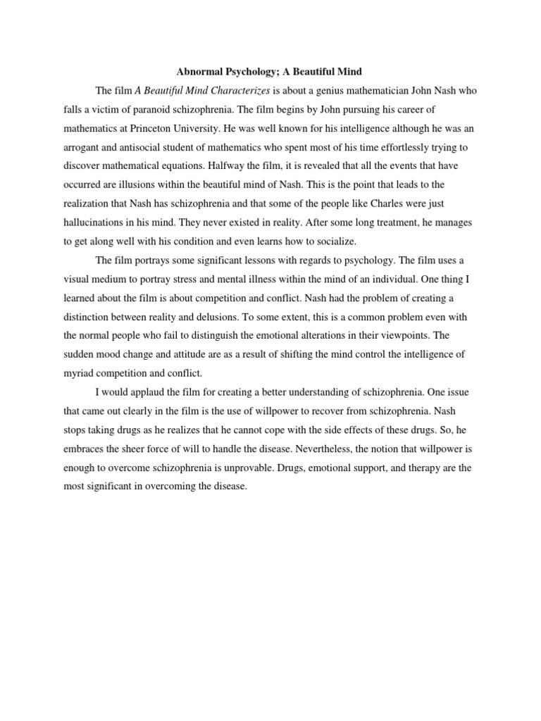 Abnormal Psychology A Beautiful Mind | PDF