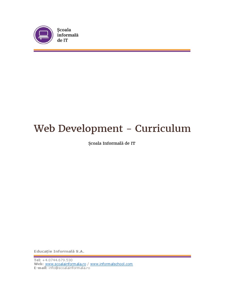 The Informal School of IT Web Development Curriculum | PDF | Html | World Wide Web